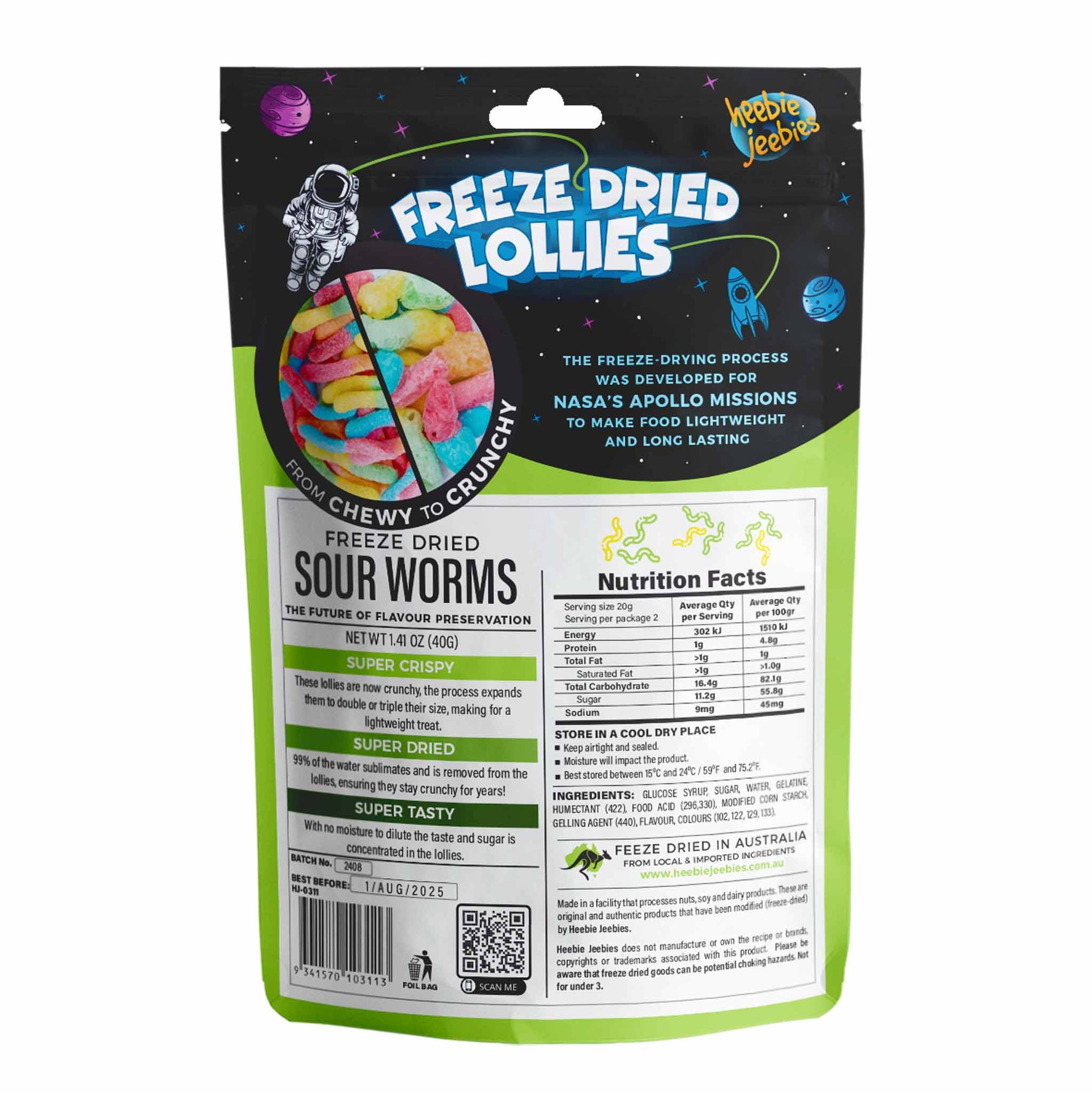 Freeze Dried Candy Sour Worms — Heebie Jeebies Aus