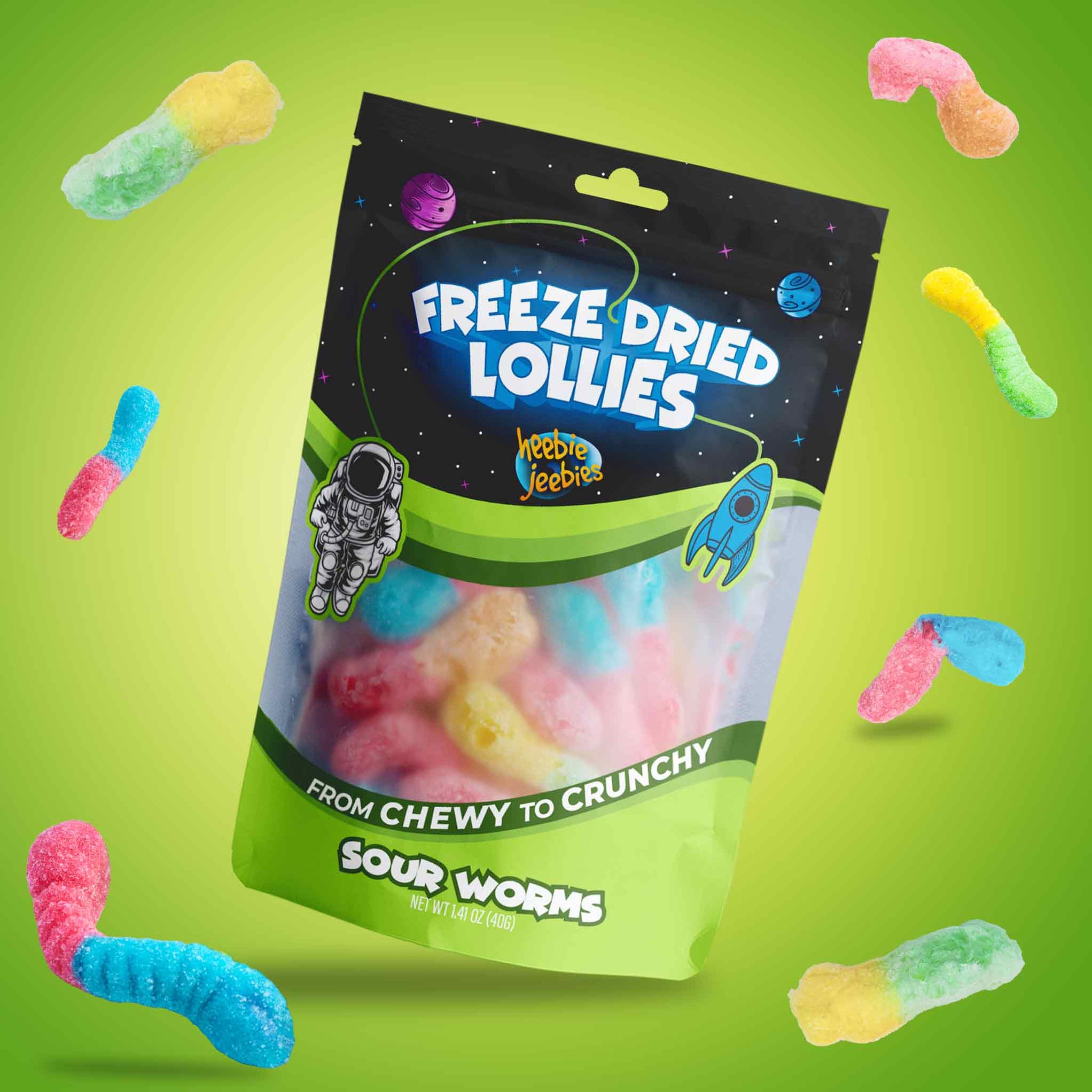 Freeze Dried Candy Sour Worms — Heebie Jeebies Aus