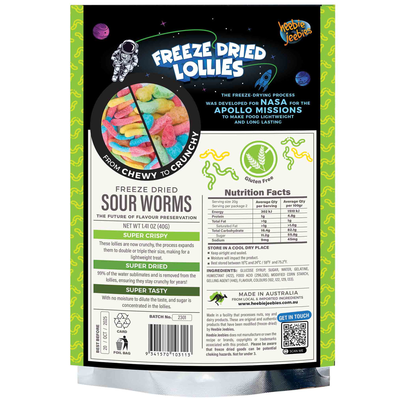 Freeze Dried Candy Sour Worms — Heebie Jeebies