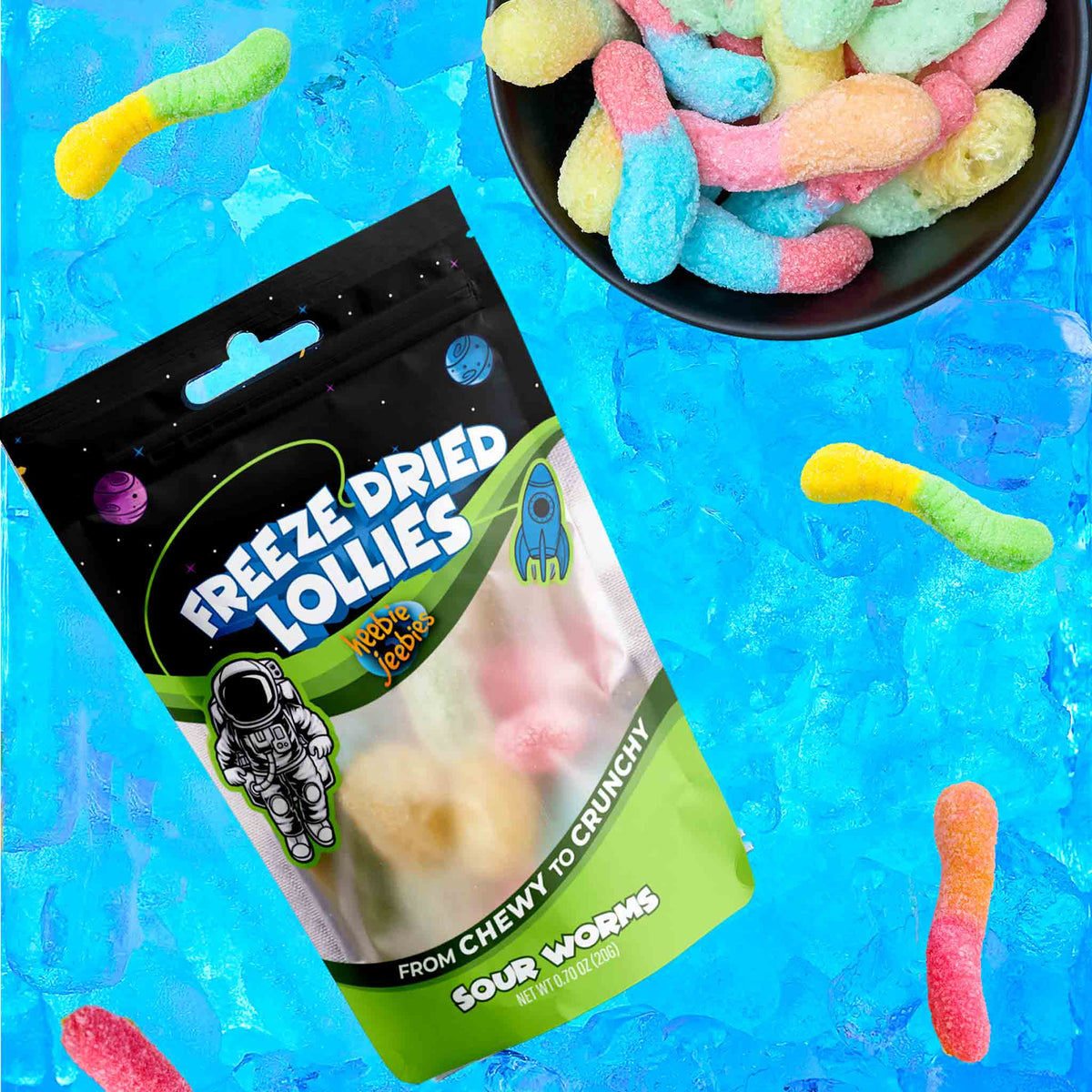Mini Sour Worms Freeze Dried Lollies — Heebie Jeebies Aus