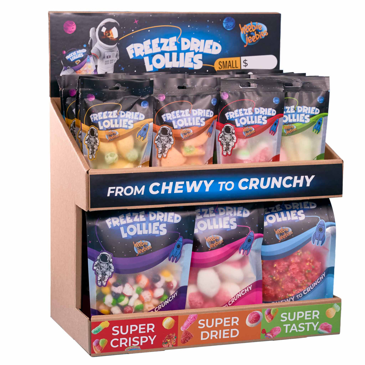 Freeze Dried Lollies Cardboard Counter Display — Heebie Jeebies Aus