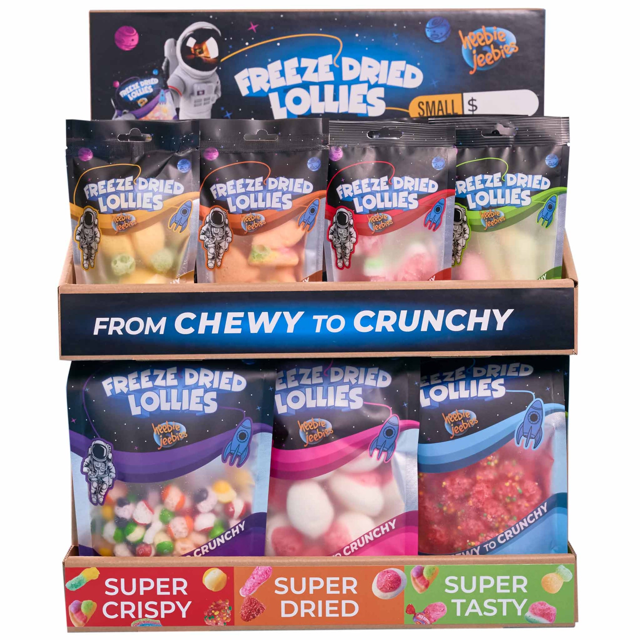 Freeze Dried Lollies Cardboard Counter Display — Heebie Jeebies Aus