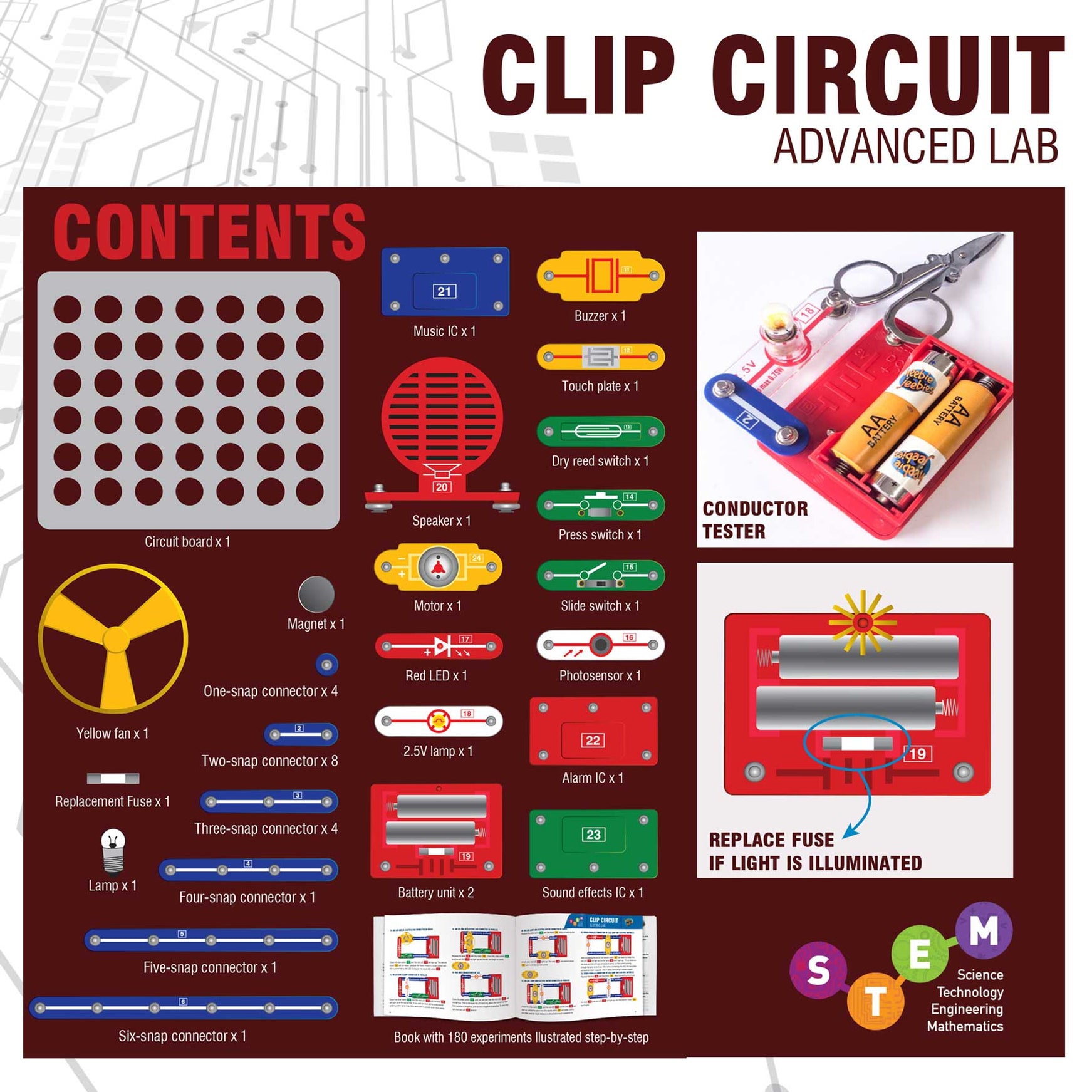 Clip Circuit | Advanced Lab | 180 Electronic Experiments Kit — Heebie ...