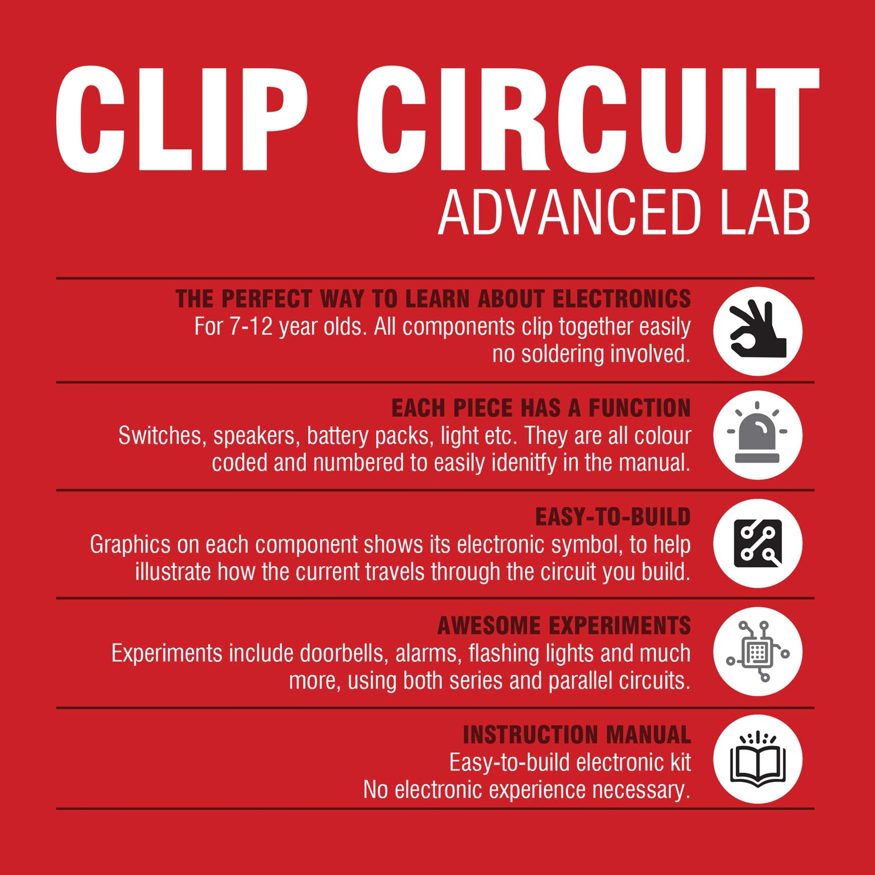 Clip Circuit | Advanced Lab | 180 Electronic Experiments Kit — Heebie ...